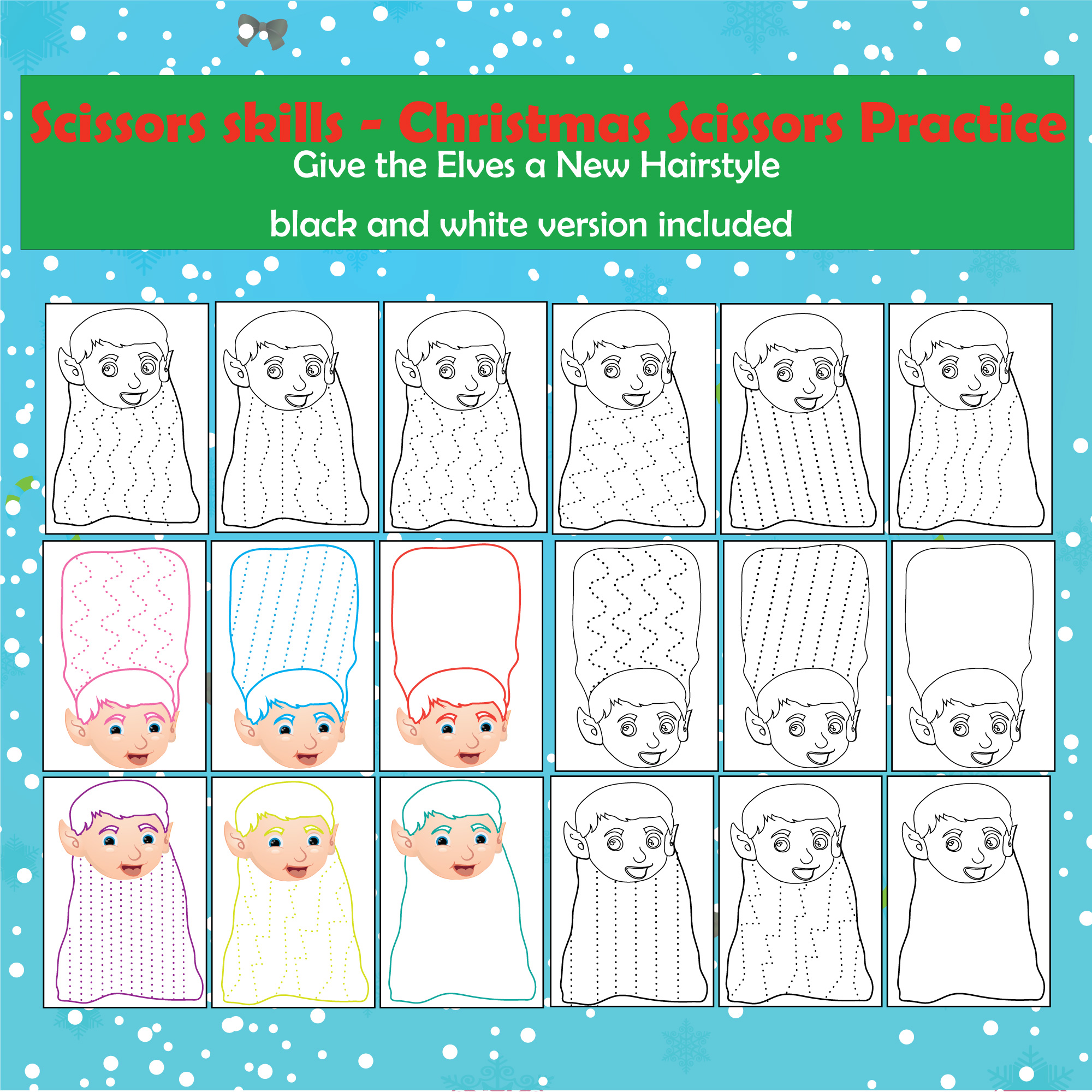 Scissors Skills - Christmas Scissors Practice - Give The Elves a New ...