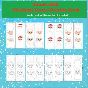 Scissors Skills Christmas Scissors Practice Cards, Santa's beard, Elves ...