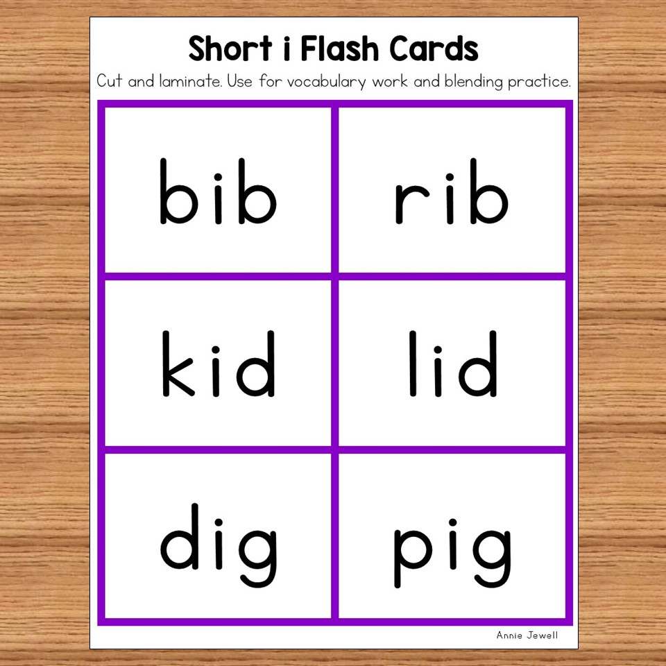Short Vowel Flash Cards and Picture Cards - Short i | Made By Teachers