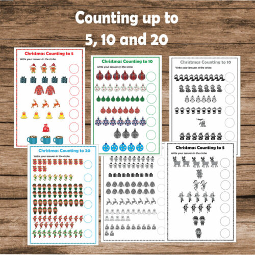 Christmas Math Activities, Morning Work, Counting Worksheets to 5, 10 ...