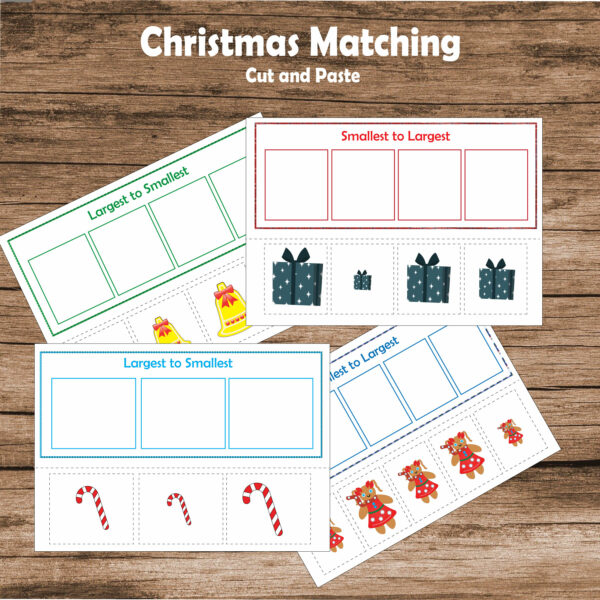 Christmas Size Ordering, Order by Size Math Centres, Christmas Cut and ...