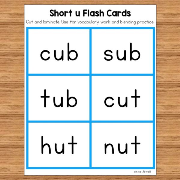 Short Vowel Flash Cards and Picture Cards - Short u - Made By Teachers