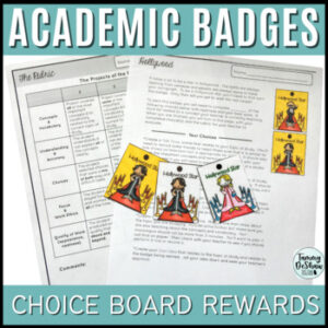 Academic Badges for Choice Boards | Reward System for Positive Academic ...
