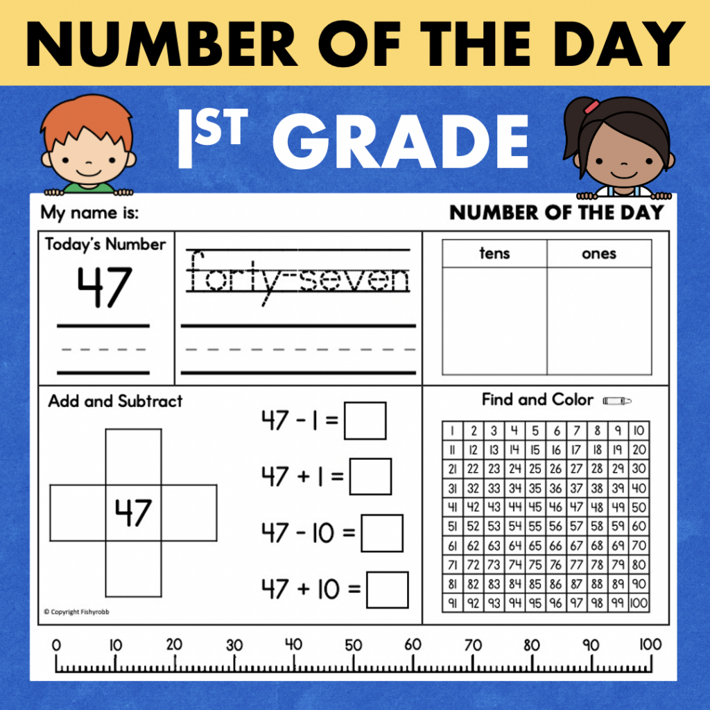 1st Grade Number of the Day Worksheets 2-Digit Numbers Tens and Ones ...