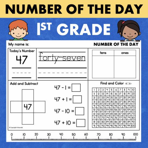 1st Grade Number of the Day Worksheets 2-Digit Numbers Tens and Ones ...