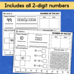 1st Grade Number of the Day Worksheets 2-Digit Numbers Tens and Ones ...