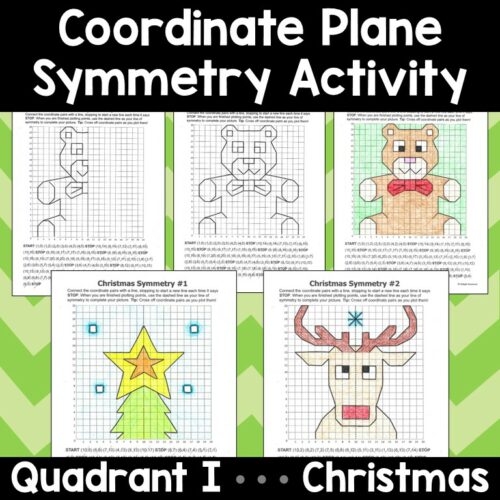 Christmas Coordinate Plane Symmetry Activity in Quadrant I Fun Mystery ...