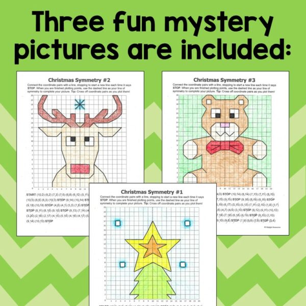 Christmas Coordinate Plane Symmetry Activity in Quadrant I Fun Mystery ...
