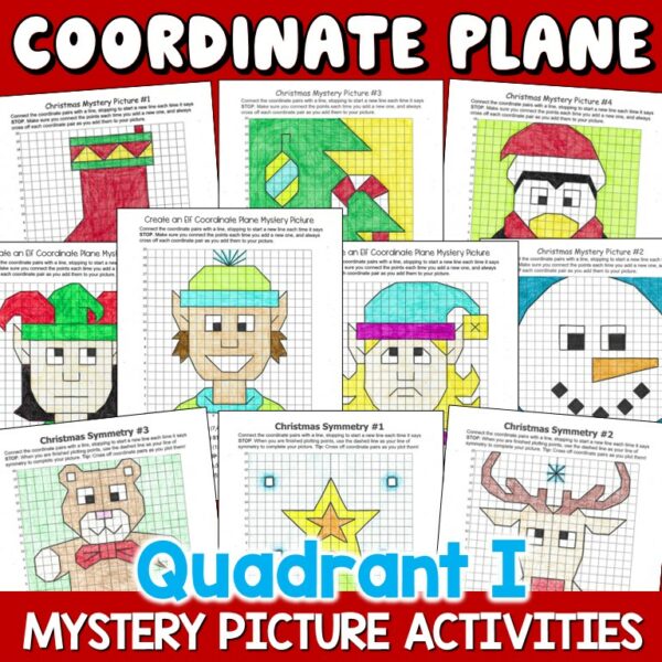 Christmas Mystery Graphing Picture Activities in Quadrant I BUNDLE ...