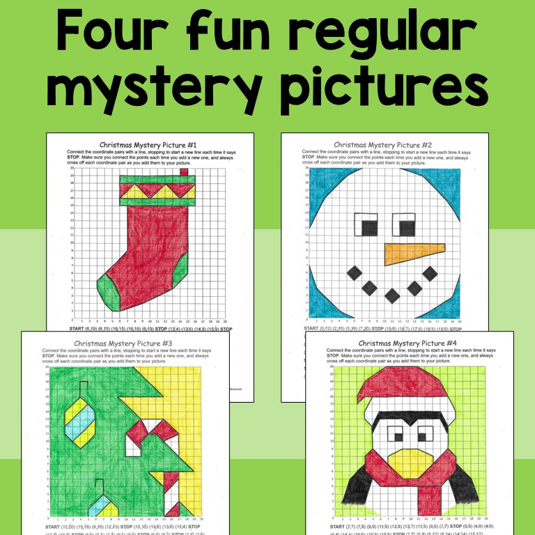 Christmas Mystery Graphing Picture Activities in Quadrant I BUNDLE ...
