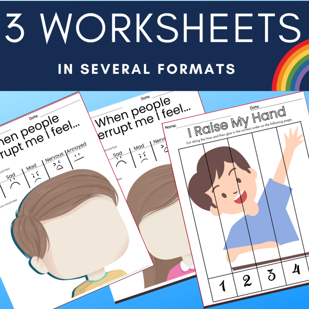 Blurting Raise Your Hand Social Skills Story & Autism Visual Supports ...