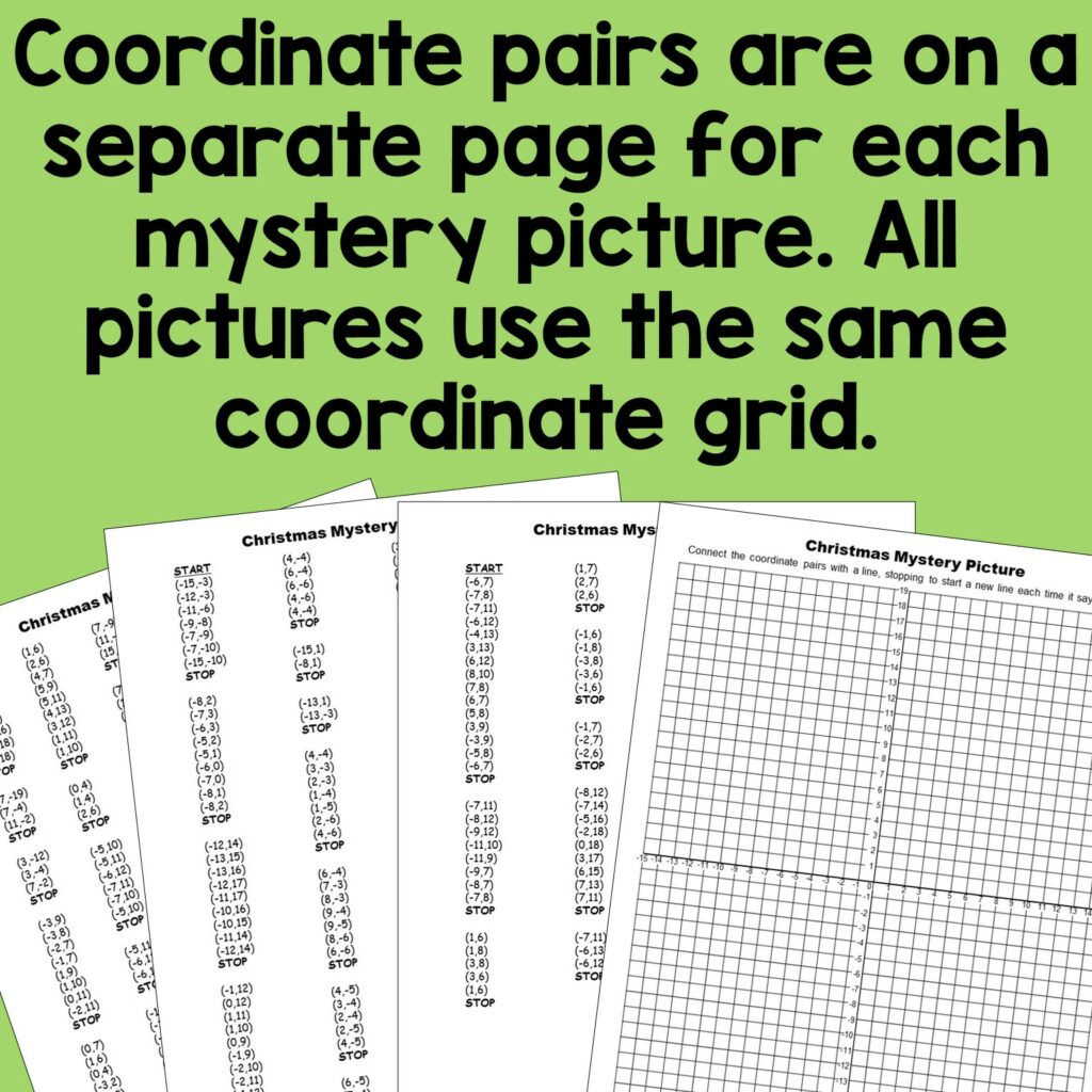 Christmas Coordinate Plane Mystery Graphing Pictures Four Quadrant ...