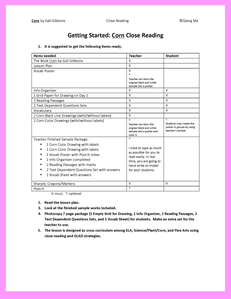 Close Reading: Corn by Gail Gibbons | Made By Teachers
