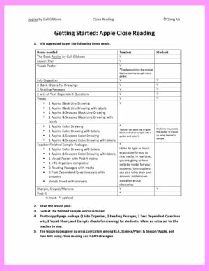 Close Reading: Apples by Gail Gibbons | Made By Teachers