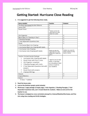 Close Reading: It's Hurricanes! by Gail Gibbons | Made By Teachers