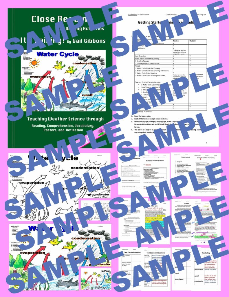 Close Reading: It' Raining! by Gail Gibbons | Made By Teachers