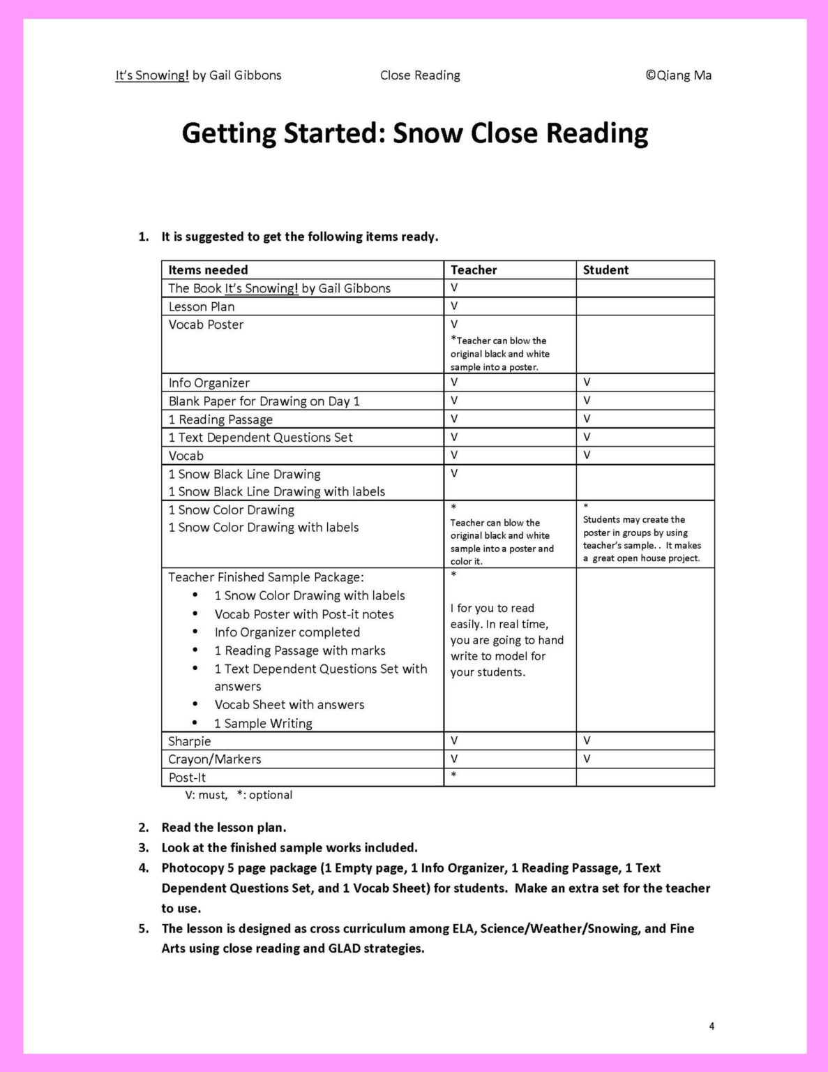 Close Reading: It's Snowing! by Gail Gibbons | Made By Teachers
