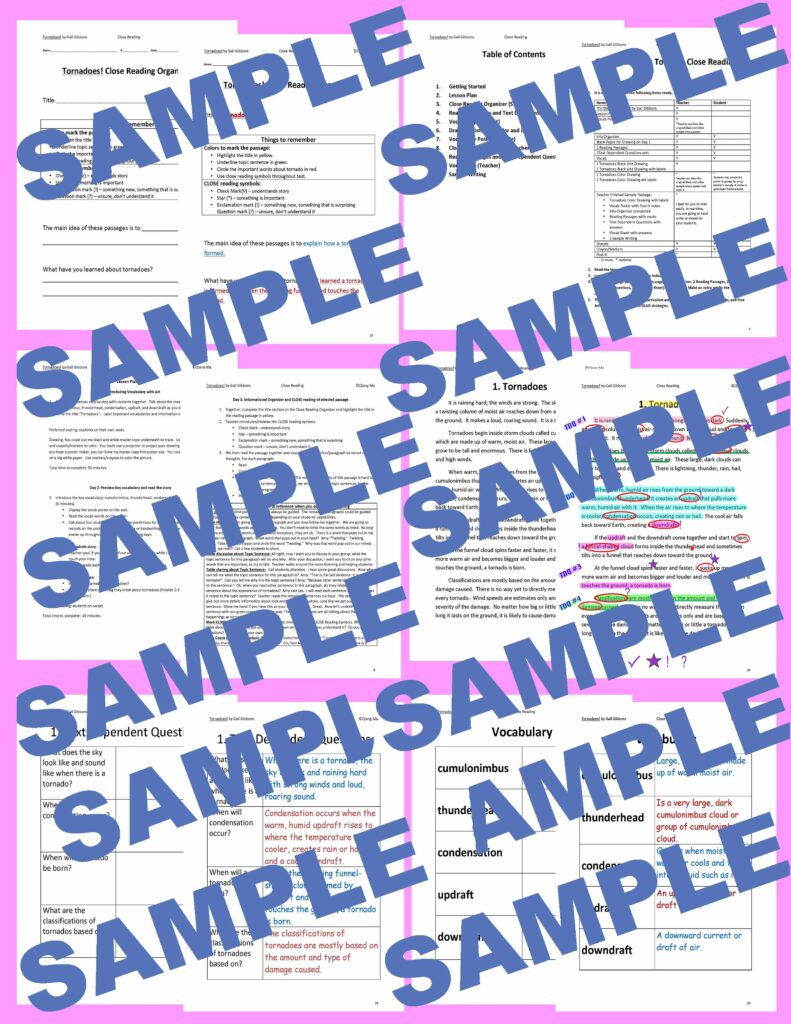 Close Reading: Tornadoes! by Gail Gibbons | Made By Teachers