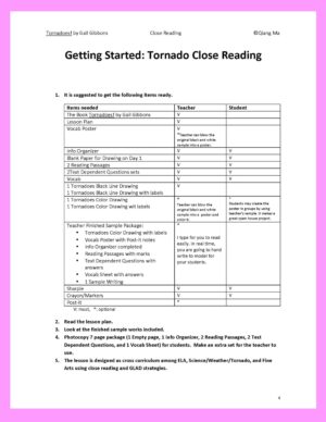 Close Reading: Tornadoes! by Gail Gibbons | Made By Teachers