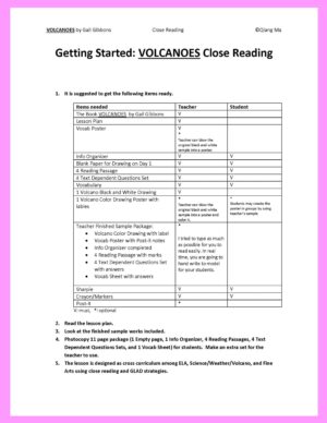 Close Reading: VOLCANOES by Gail Gibbons | Made By Teachers