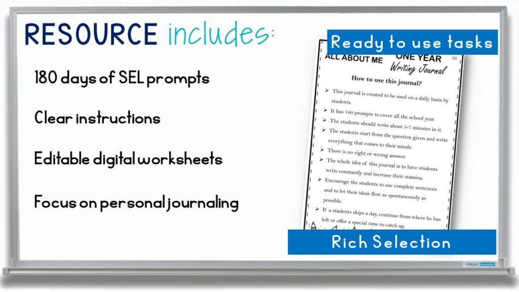 SEL Journaling Prompts - All About Me Daily Writing - ONE YEAR Journal ...