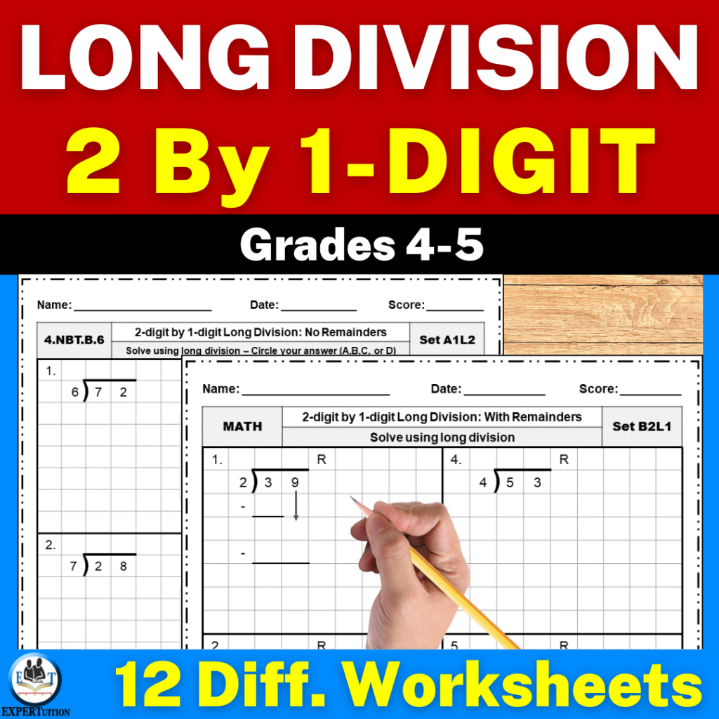 2 Digit By 1 Digit Long Division With And Without Remainders Practice 2 Digit By 1 Digit Long Division With And Without Remainders Practice