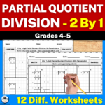 2 Digit by 1 Digit Partial Quotients Division With and Without ...