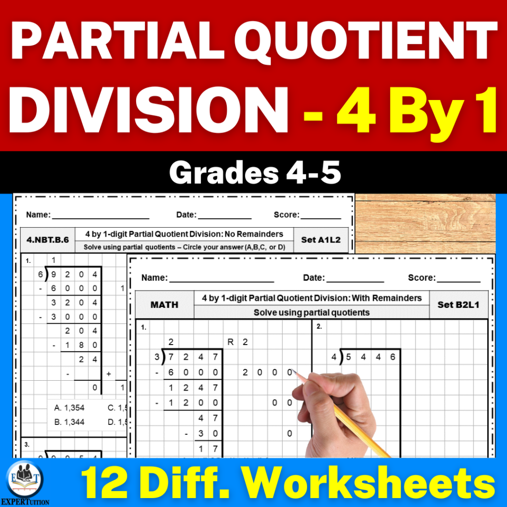 1 Digit 2 Digit Divisors Area Model Partial Quotients Long 
