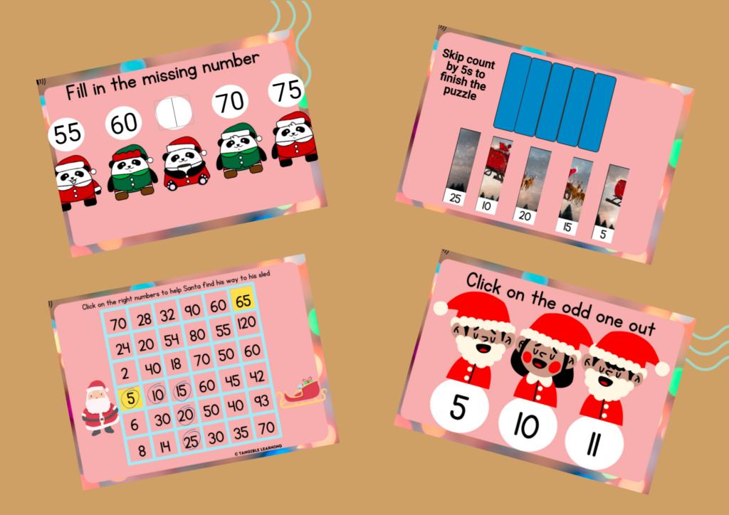 Christmas Skip Counting by 5s Digital Boom Card Deck | Made By Teachers