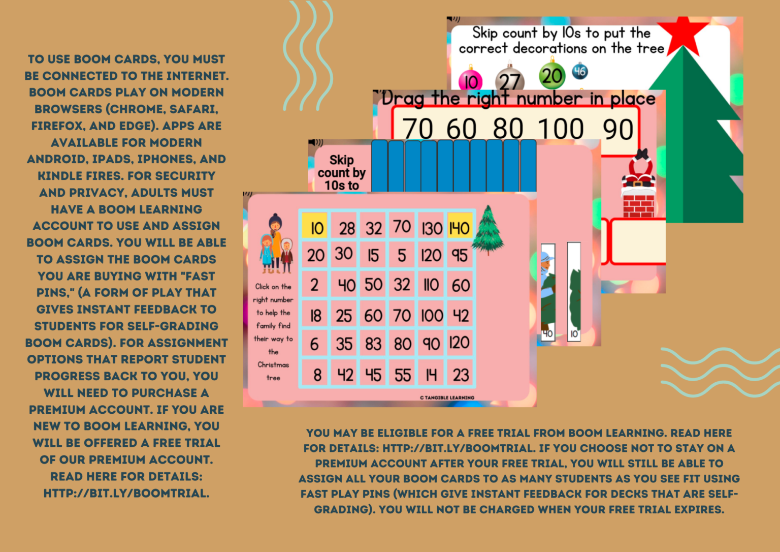 Christmas Skip Counting by 10s Digital Boom Card Deck | Made By Teachers