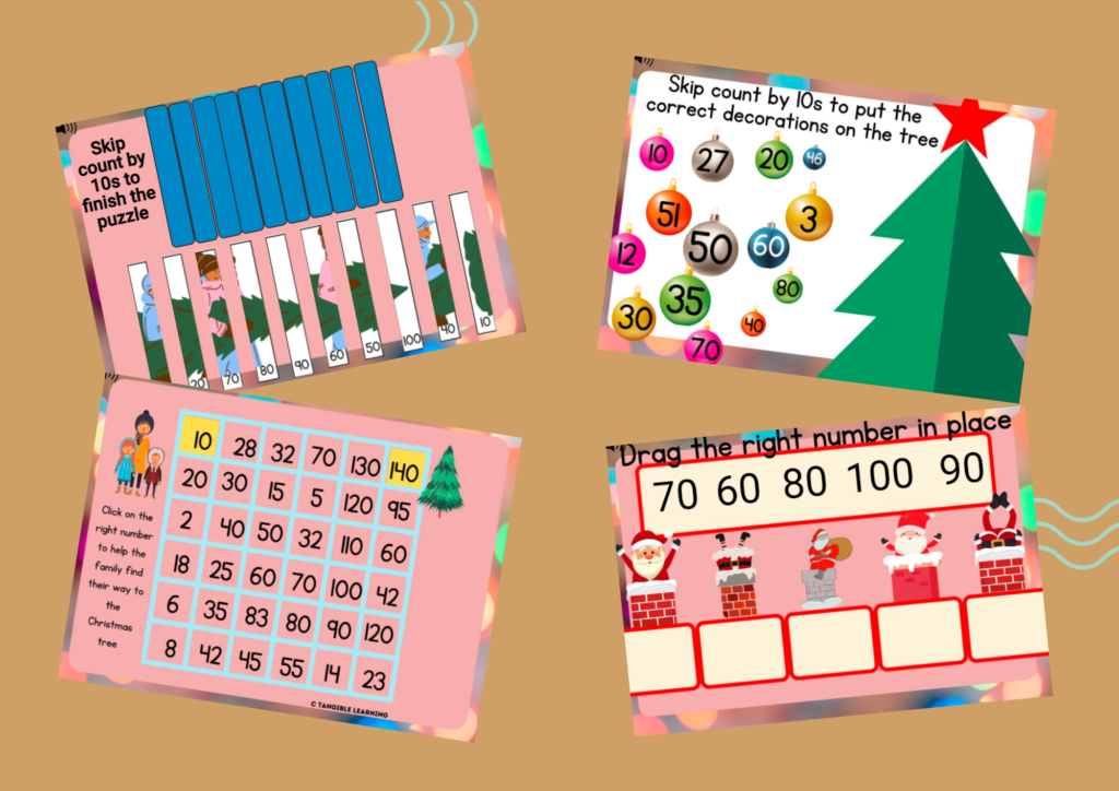 Christmas Skip Counting by 10s Digital Boom Card Deck | Made By Teachers