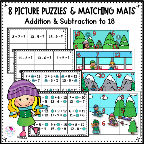 Winter Addition and Subtraction - January Math - Puzzles | Made By Teachers