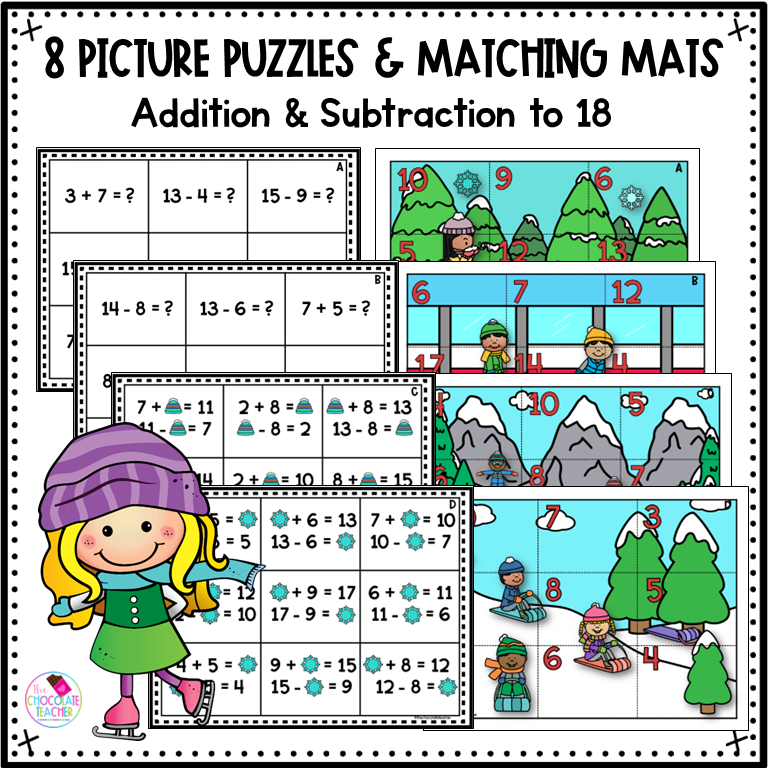 Winter Addition and Subtraction - January Math - Puzzles | Made By Teachers