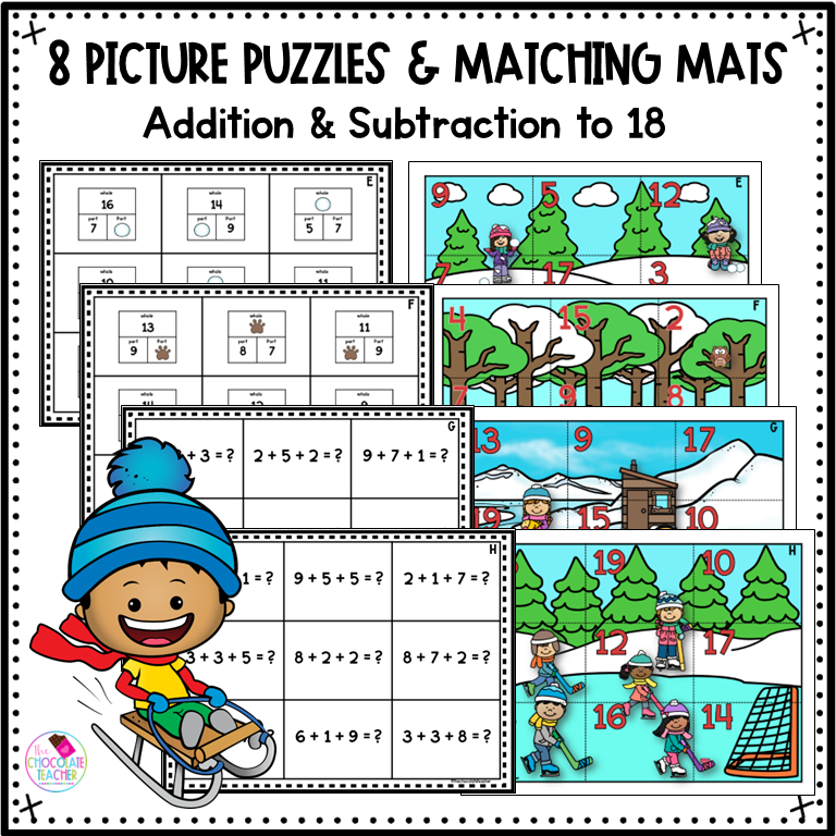 Winter Addition and Subtraction - January Math - Puzzles | Made By Teachers