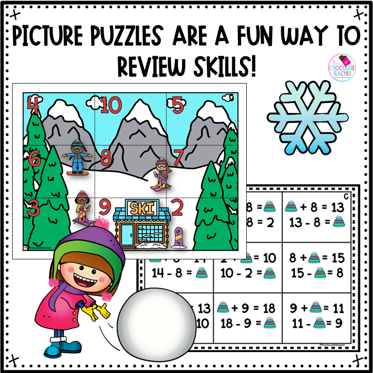 Winter Addition and Subtraction - January Math - Puzzles | Made By Teachers