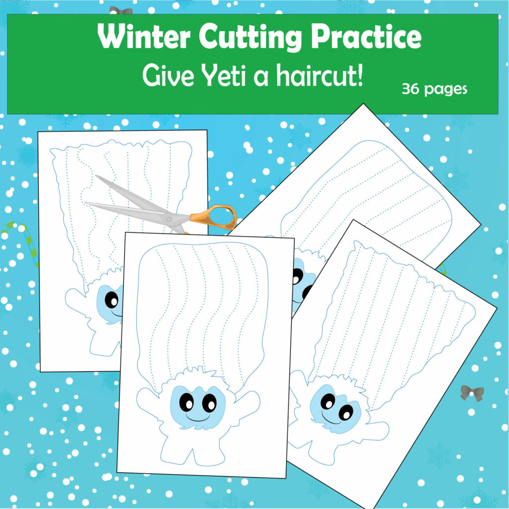 Scissors Skills - Winter Scissors Practice - Give Yeti a New Haircut ...