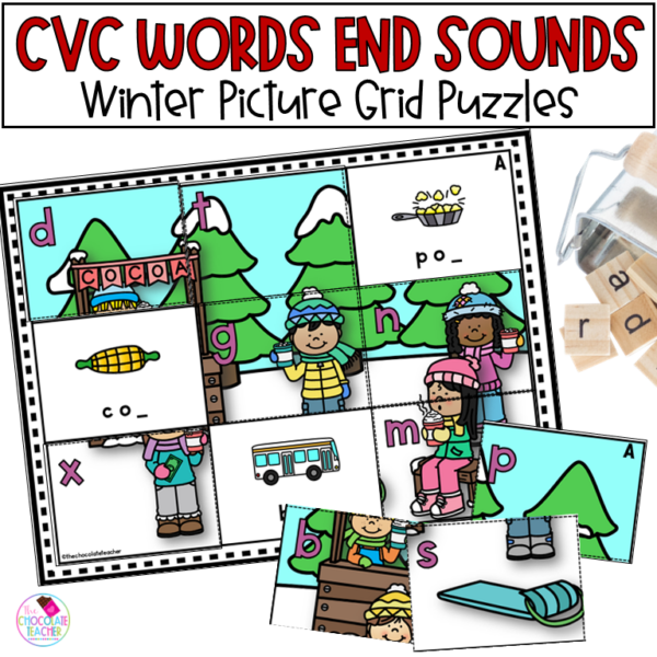 CVC Words - Winter Phonics Activities - Ending Sounds - Puzzles - Made ...