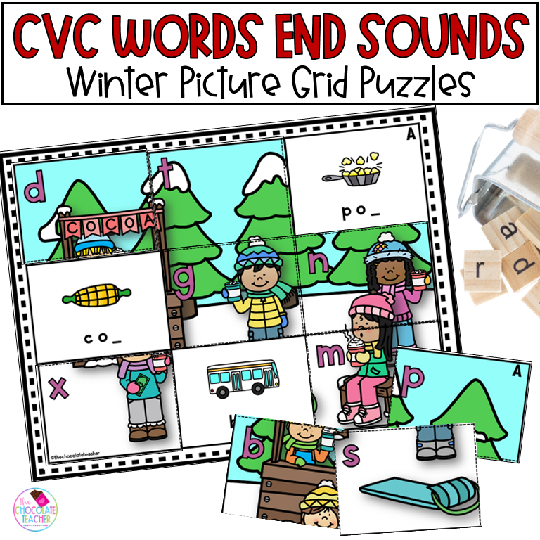 CVC Words - Winter Phonics Activities - Ending Sounds - Puzzles | Made ...