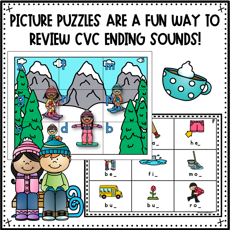 CVC Words - Winter Phonics Activities - Ending Sounds - Puzzles | Made ...
