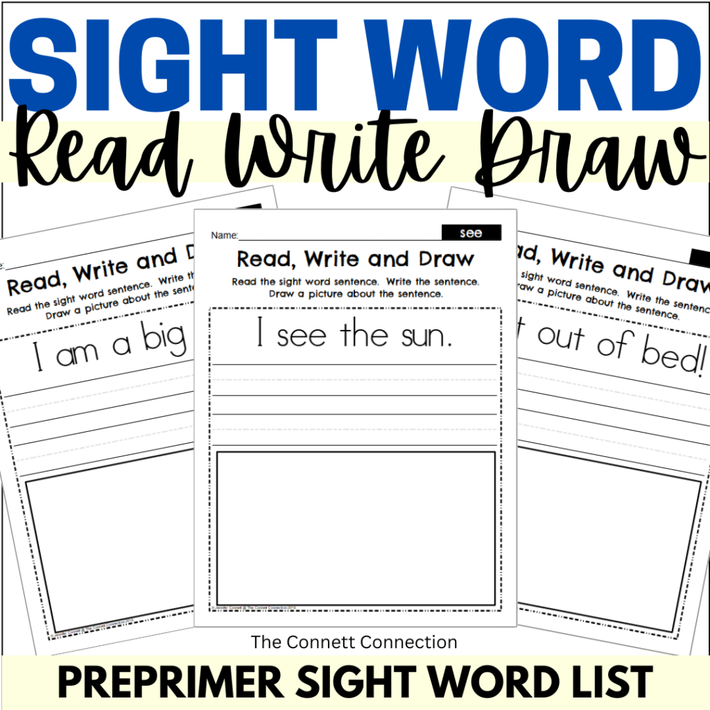 Preprimer Sight Word Read Write and Draw Sentence Fluency | Made By ...