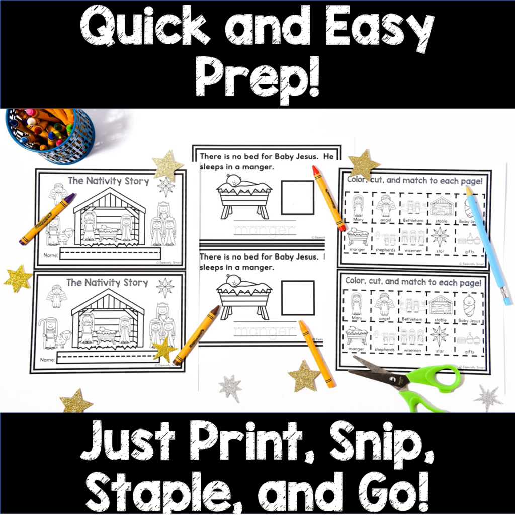 Christmas Nativity Story Religious Cut and Paste Emergent Reader | Made ...