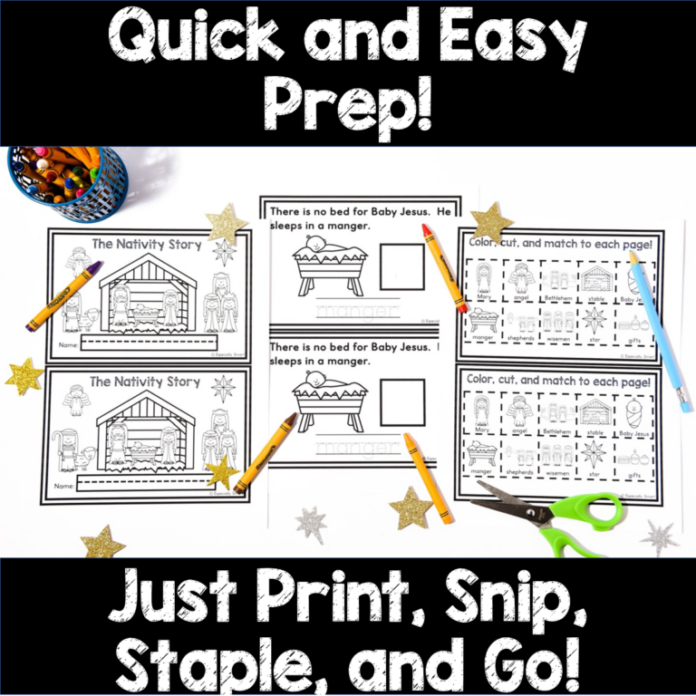 Christmas Nativity Story Religious Cut and Paste Emergent Reader | Made ...
