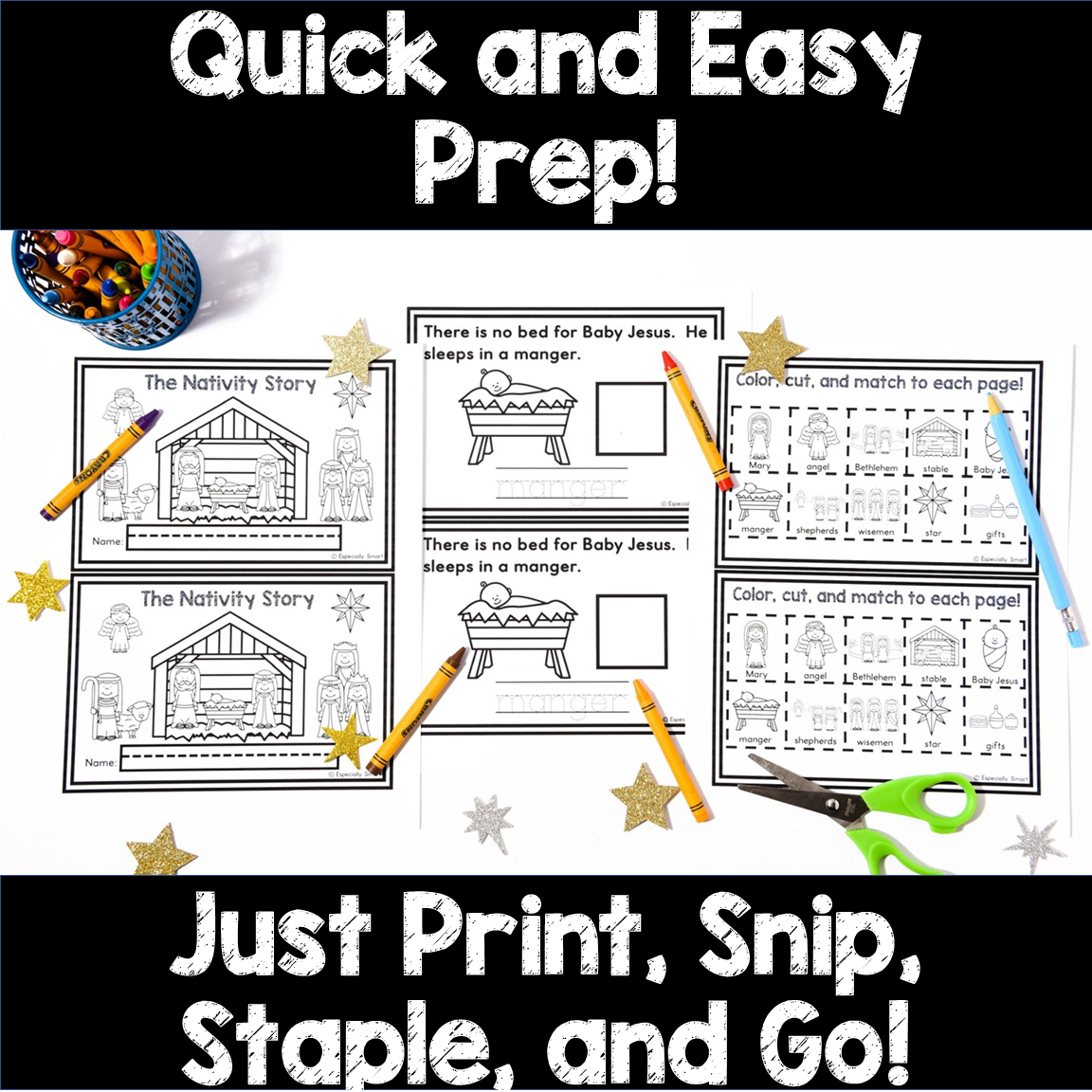 Christmas Nativity Story Religious Cut and Paste Emergent Reader | Made ...