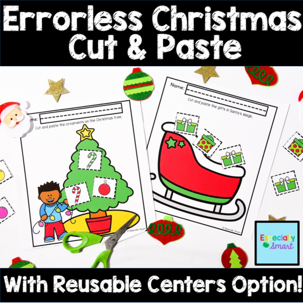 Errorless Christmas Cut and Paste Worksheets and Centers | Made By Teachers