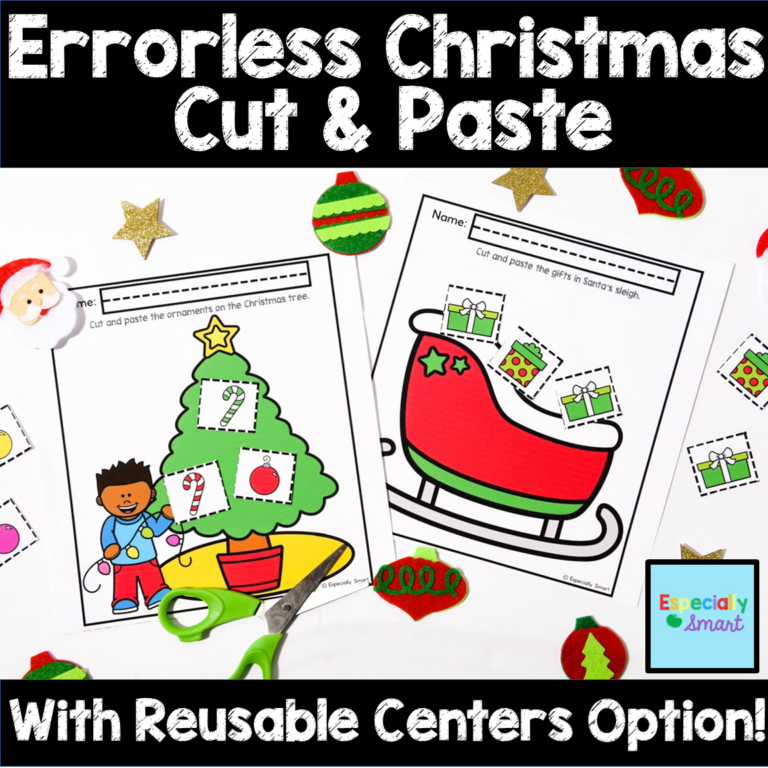 Errorless Christmas Cut and Paste Worksheets and Centers - Made By Teachers