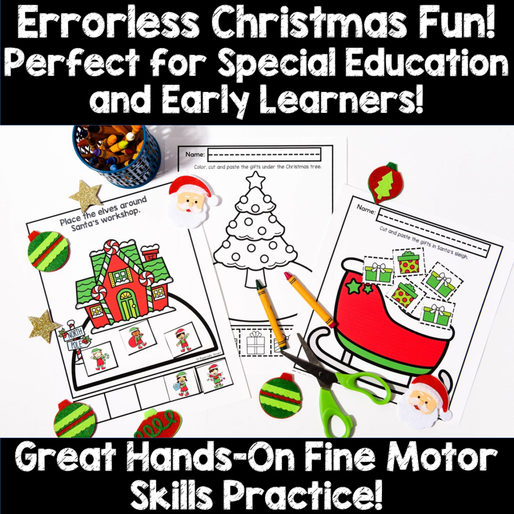 Errorless Christmas Cut and Paste Worksheets and Centers | Made By Teachers
