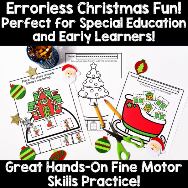 Errorless Christmas Cut and Paste Worksheets and Centers | Made By Teachers