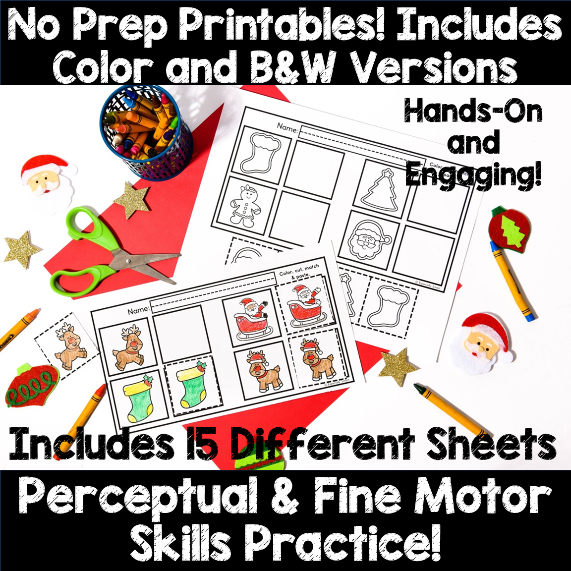 Christmas Matching Cut and paste Worksheets and Centers | Made By Teachers