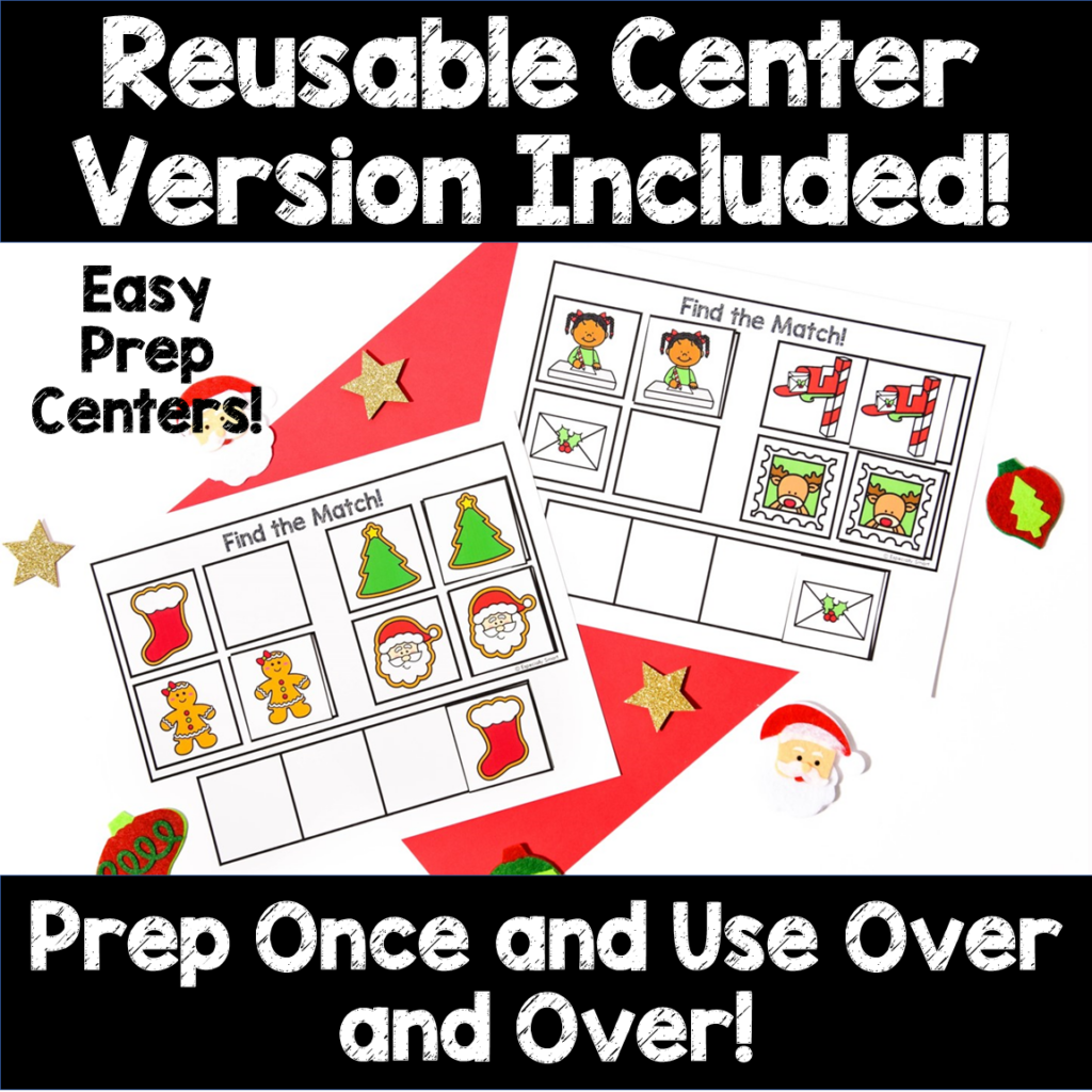 Christmas Matching Cut and paste Worksheets and Centers | Made By Teachers