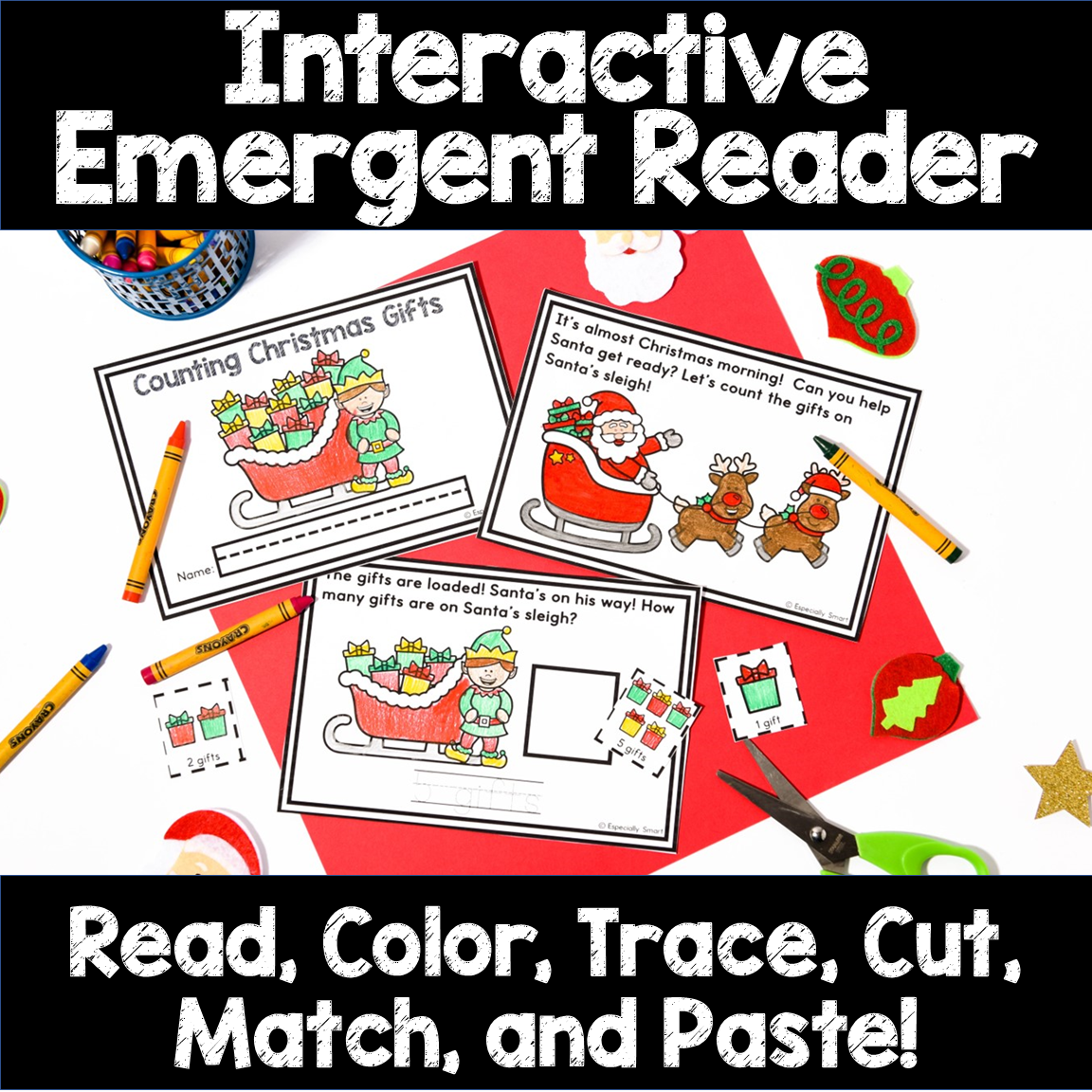 Christmas Counting 1-10 Cut and Paste Emergent Reader booklet | Made By ...
